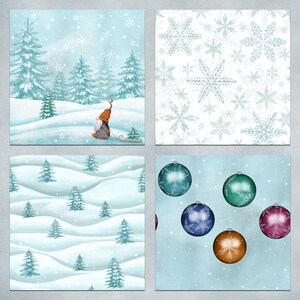 Scandinavian Gnomes Digital Paper Set, Christmas Nordic Watercolor ...