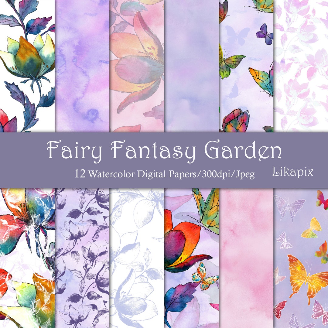 Fairy Fantasy Garden Digital Papers Set Butterfly Flower - Etsy