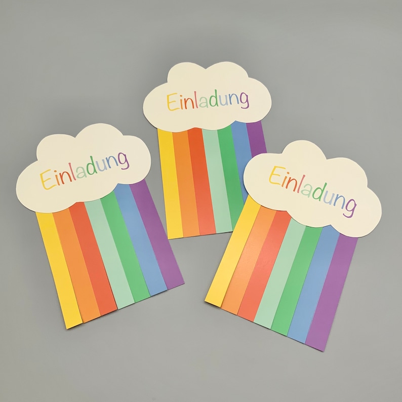 Regenbogen-Wolke Einladungskarte zum Basteln, Kindergeburtstag - Etsy.de