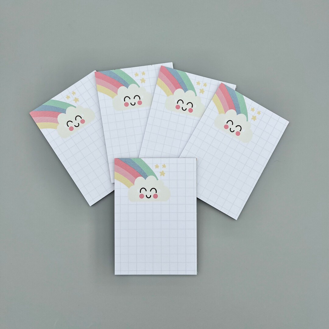Rainbow Cloud Notepad, Set of 5 Gifts Children's Birthday, Rainbow ...