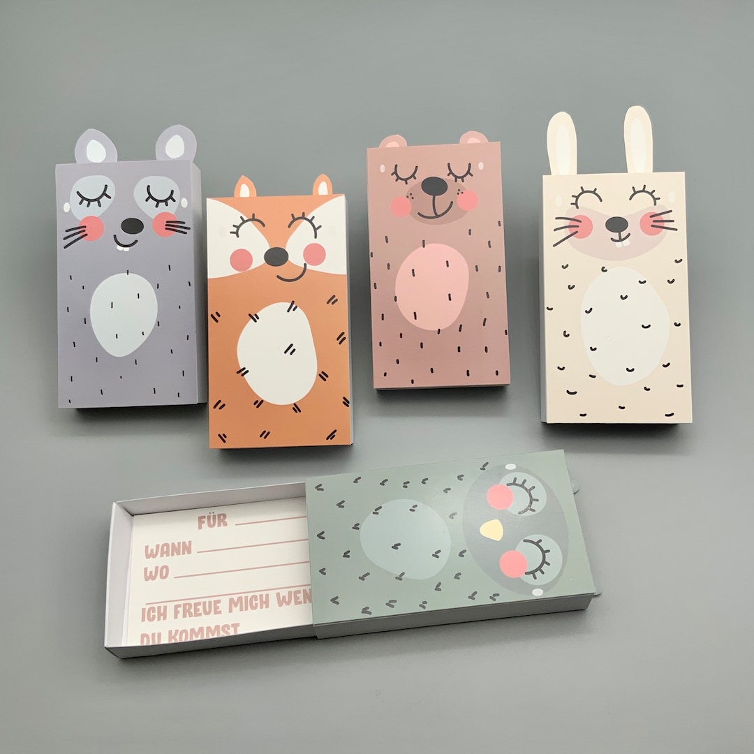 Forest Animals Craft Set Matchbox Invitation, 12 Animals for Children's ...