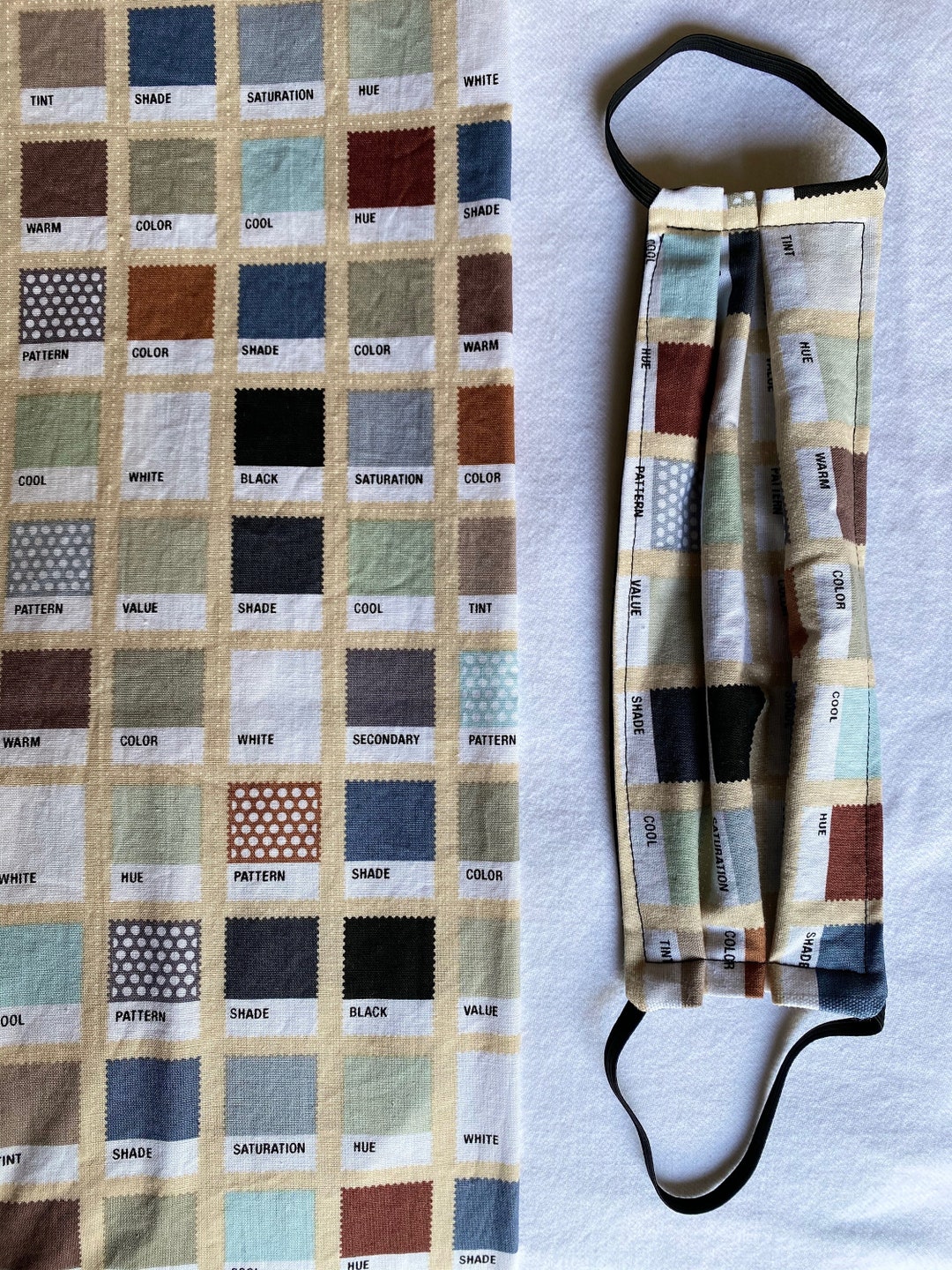 Fabric Swatches Face Masks, 100% Cotton Personalized add ons: Nose Wire ...