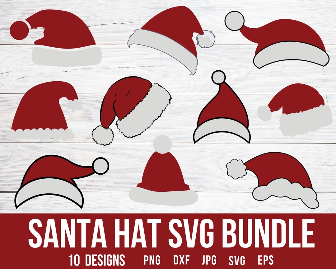 Santa Hat Svg Christmas Hat Svg Bundle Holiday Winter Hat - Etsy UK