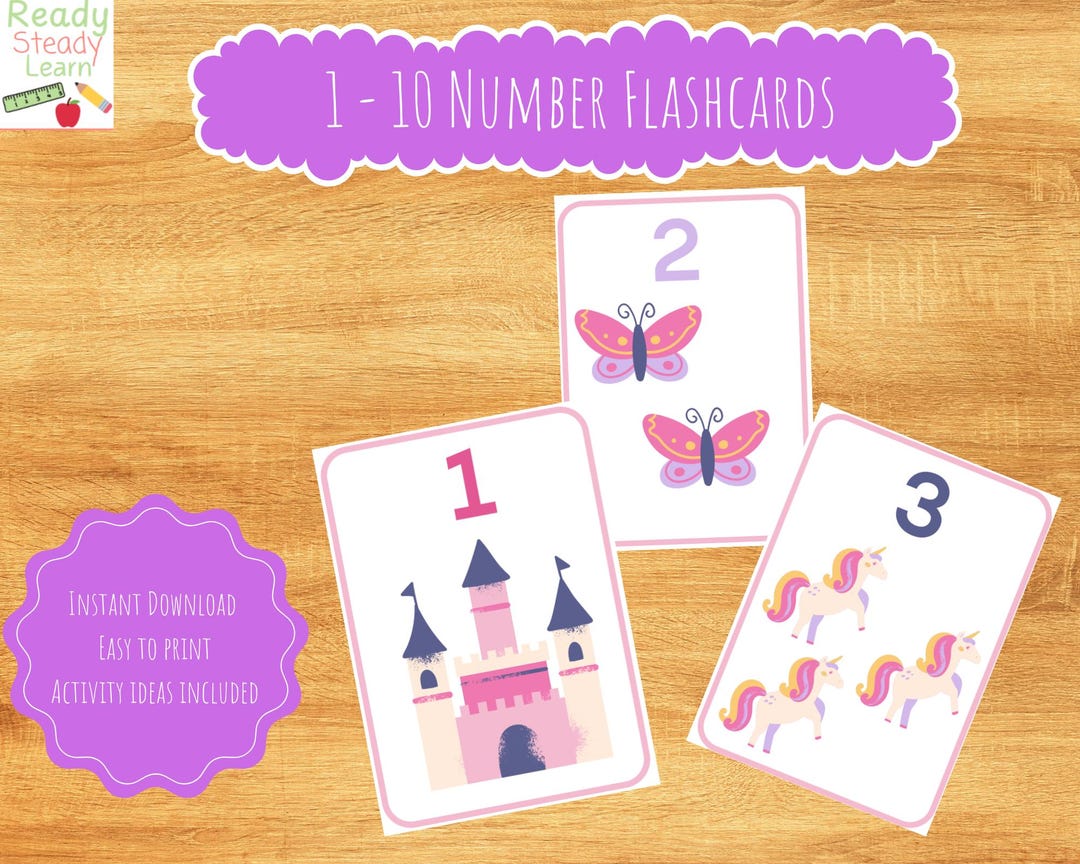 1-10 Number Flashcards Children's Counting, Maths, Learning, Numeracy ...