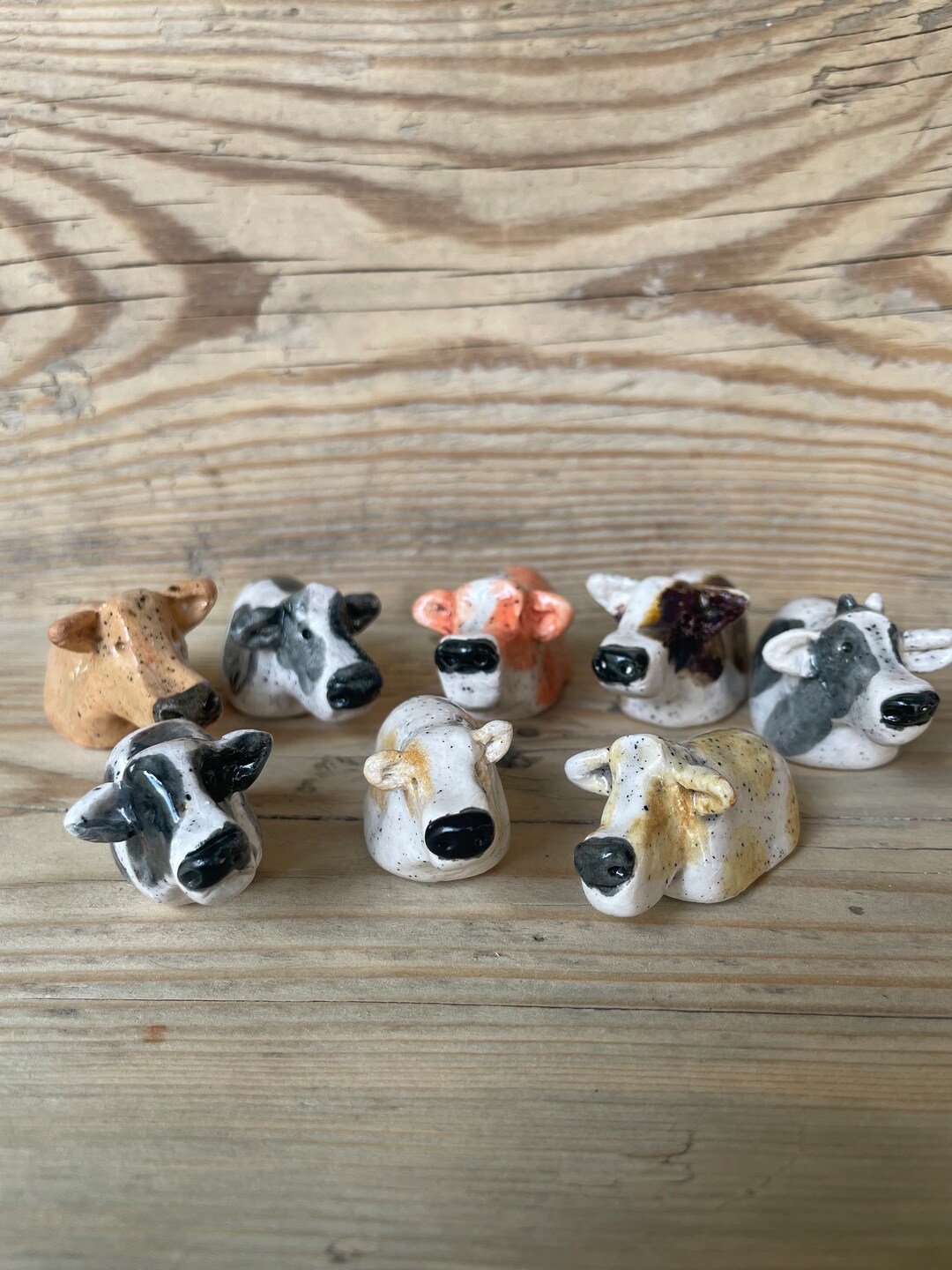 Ceramic Handmade Shelf Figurines Sculptures of Cows.large and Small ...