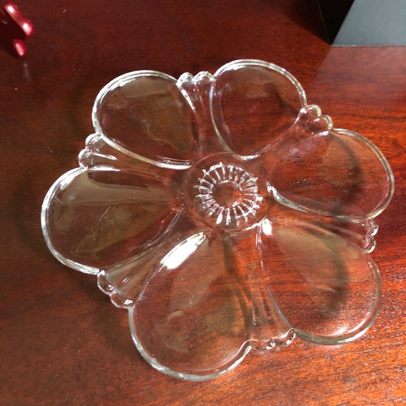 Oyster Plate Clear Glass Vintage Etsy