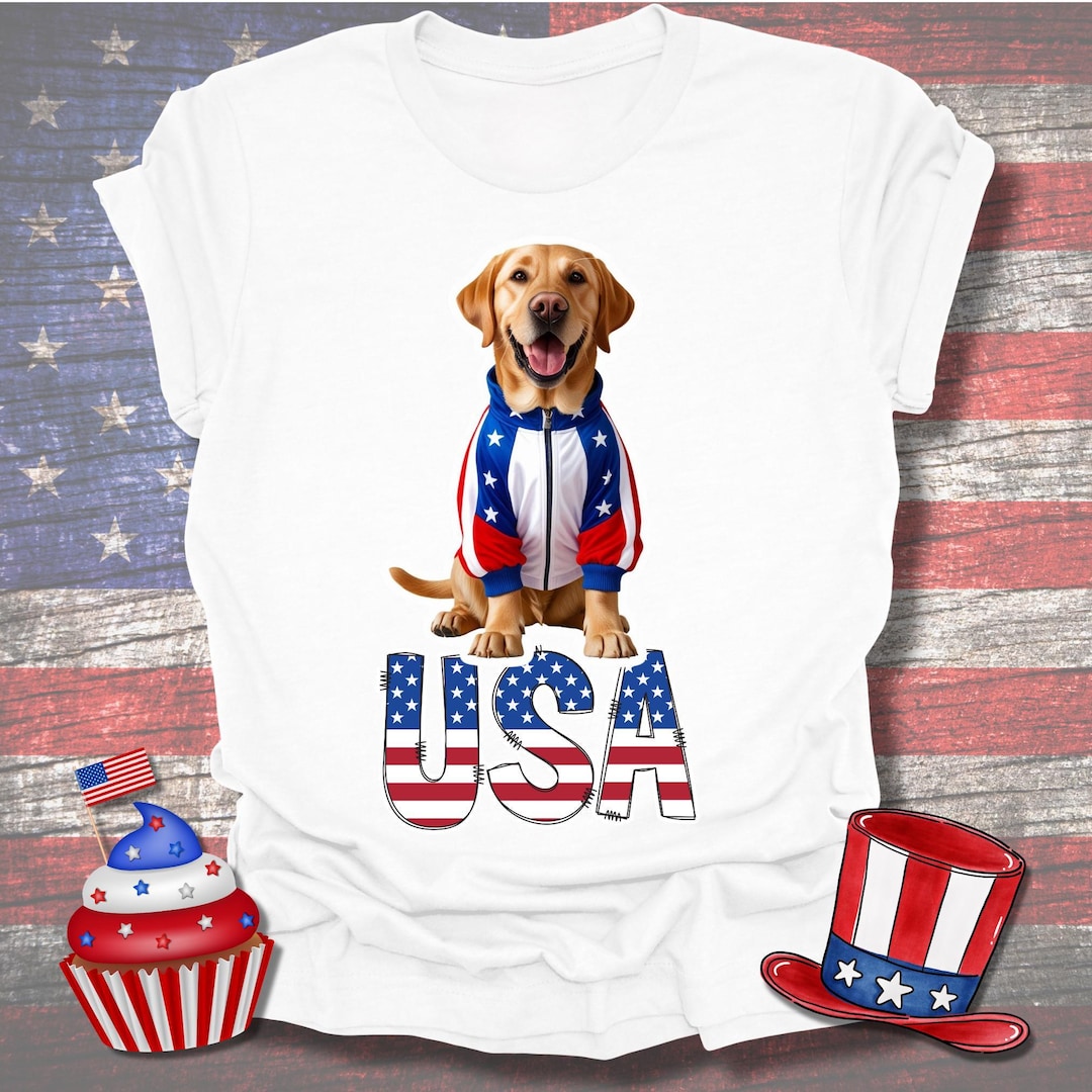 Patriotic Yellow Labrador Retriever USA T-shirt – 4th of July Dog Shirt ...