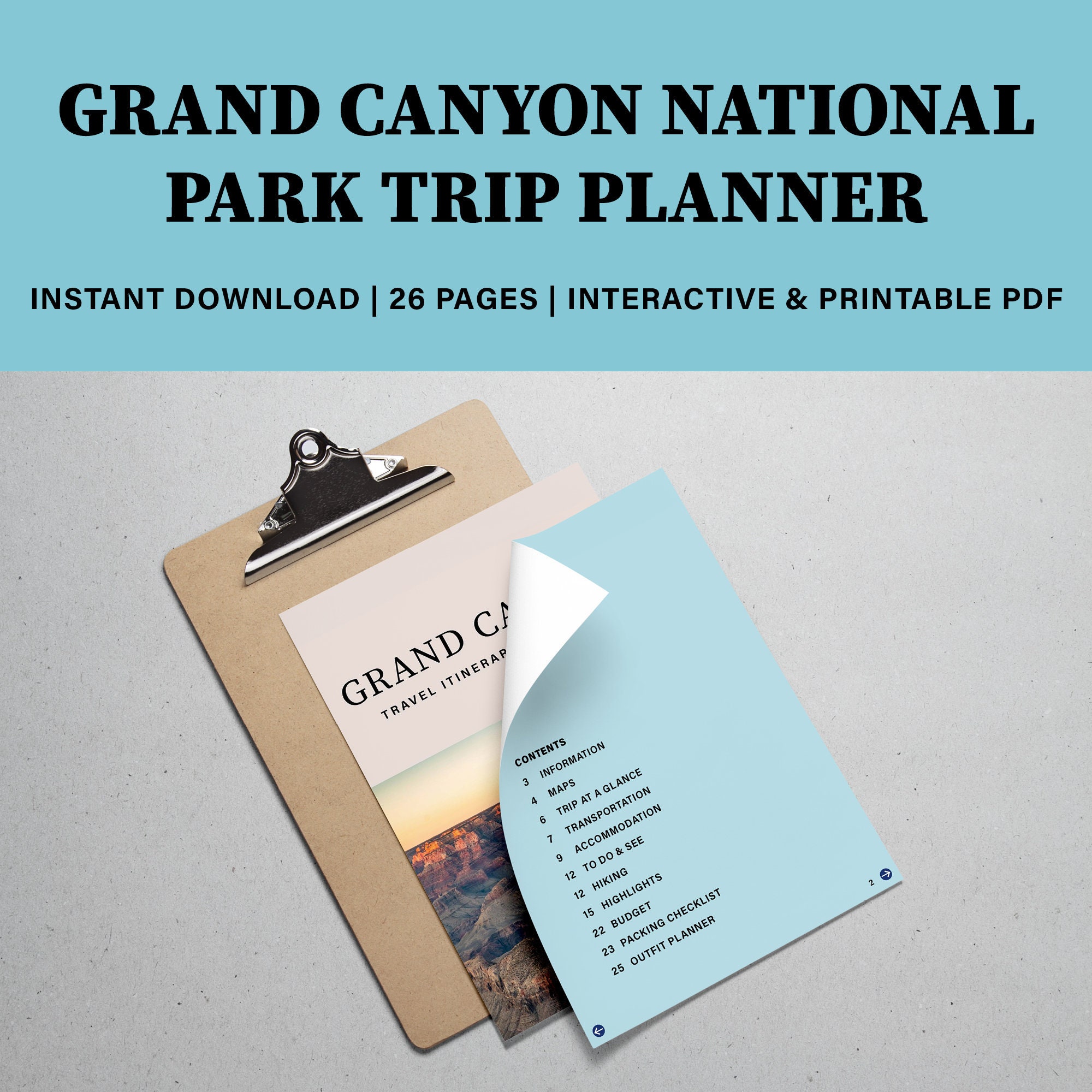Travel Planner & Itinerary Bundle | Grand Canyon National Park ...