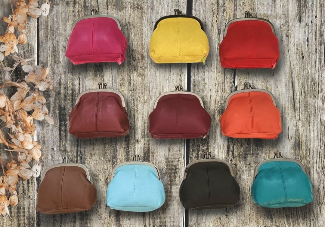 Petit Porte-monnaie femme en cuir veritable, porte monnaie vintage ...