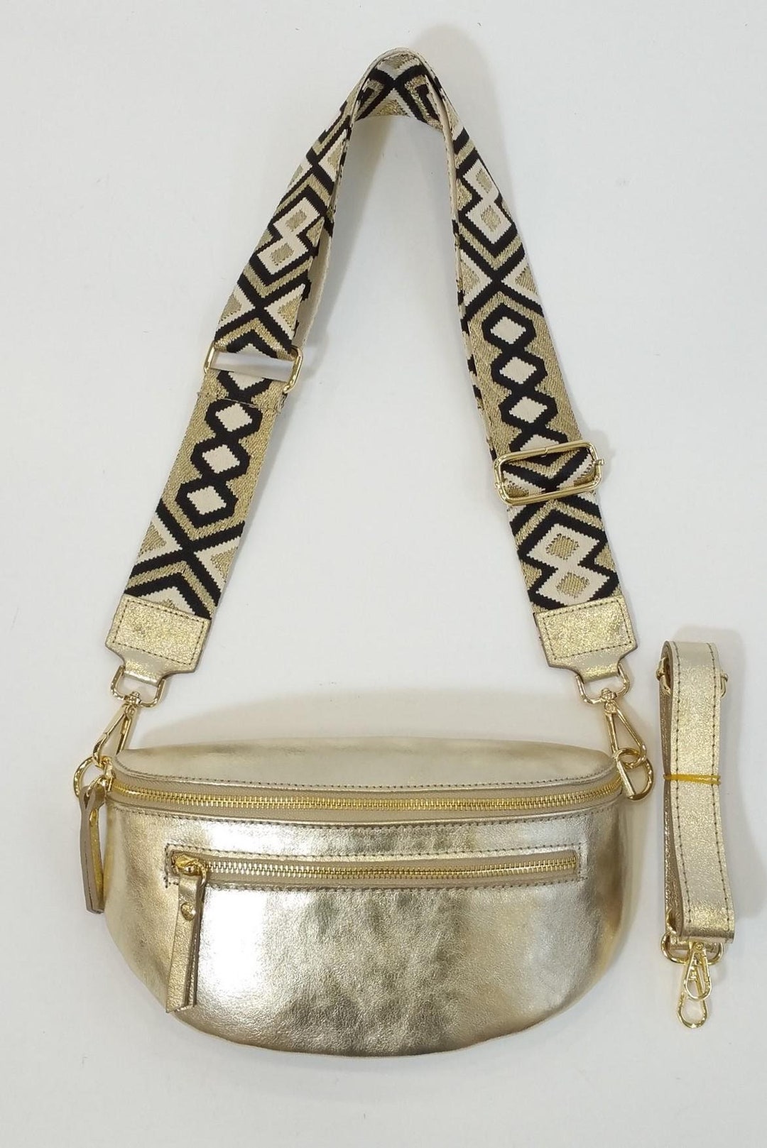 Women's Leather Fanny Pack With Shoulder Strap, Double Closure ...