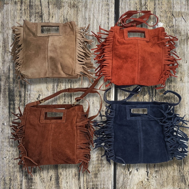 Sac a bandouliere boheme a frange en cuir veritable hobo - Etsy France