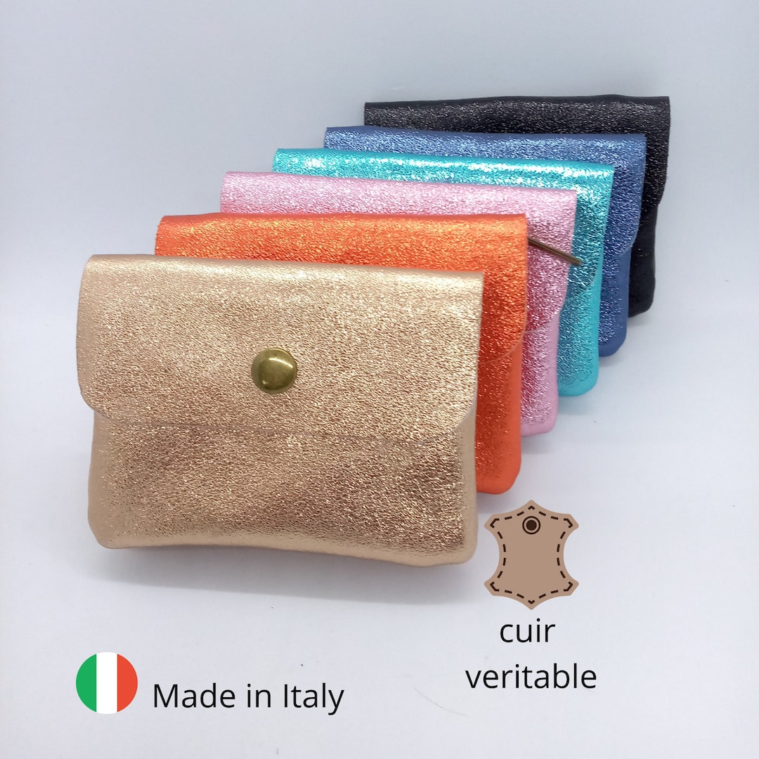 Porte-monnaie, porte carte bancaire , femme en cuir véritable, brillant ...