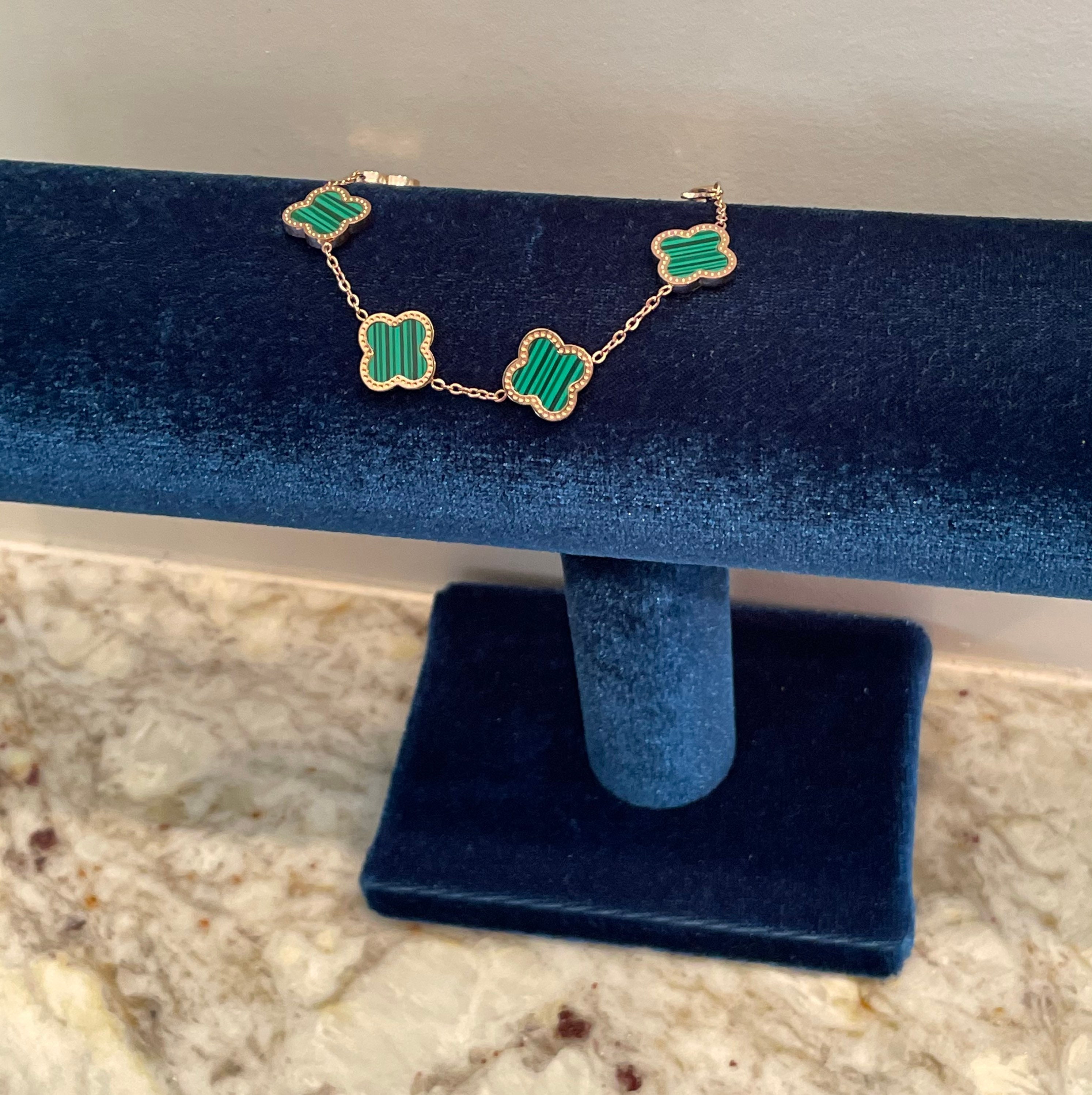 Pulsera verde / pulsera de trébol / joyería de trébol / | Etsy