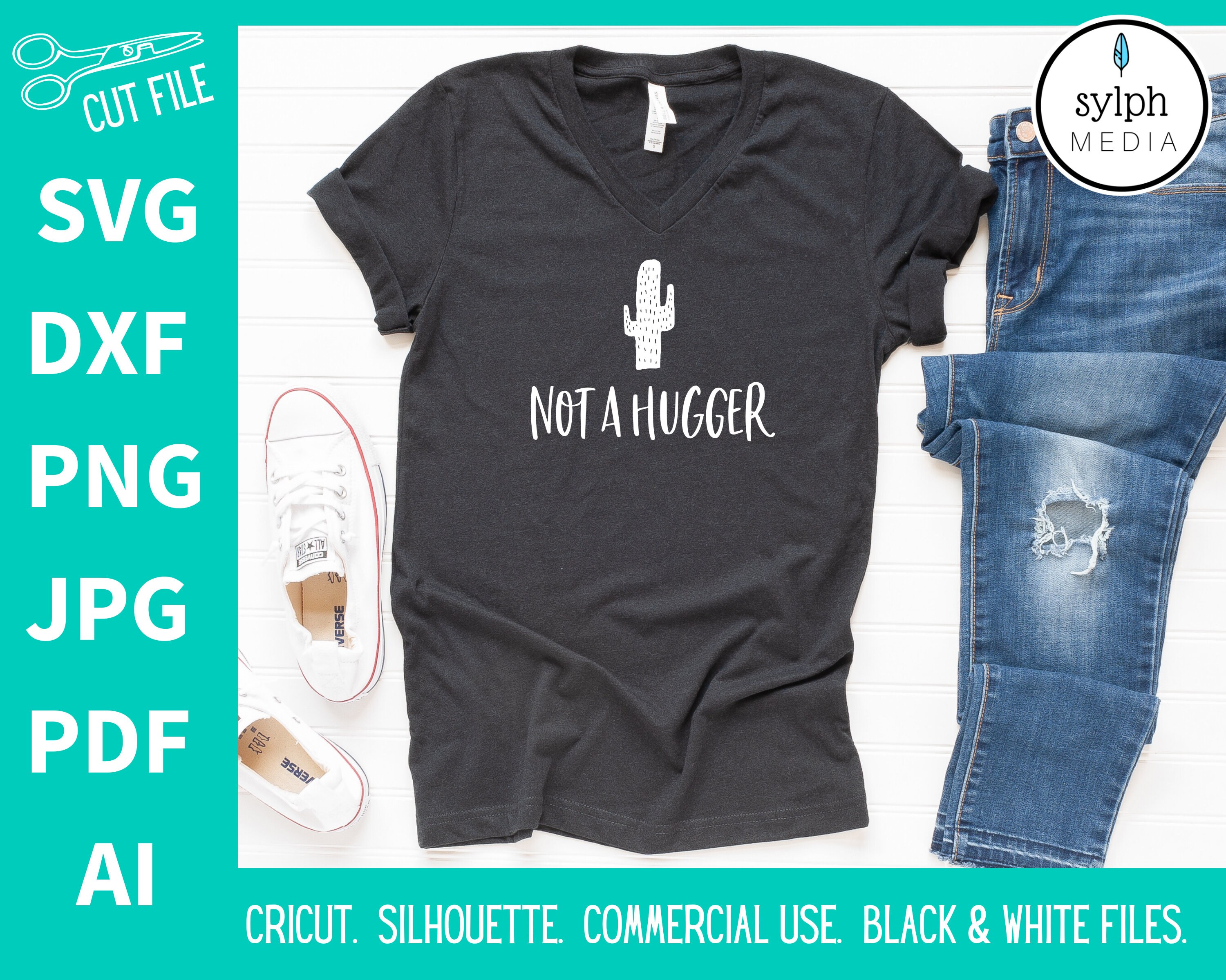 Not a Hugger Svg, Not a Hugger, Svg Files for Cricut, Cactus Png ...