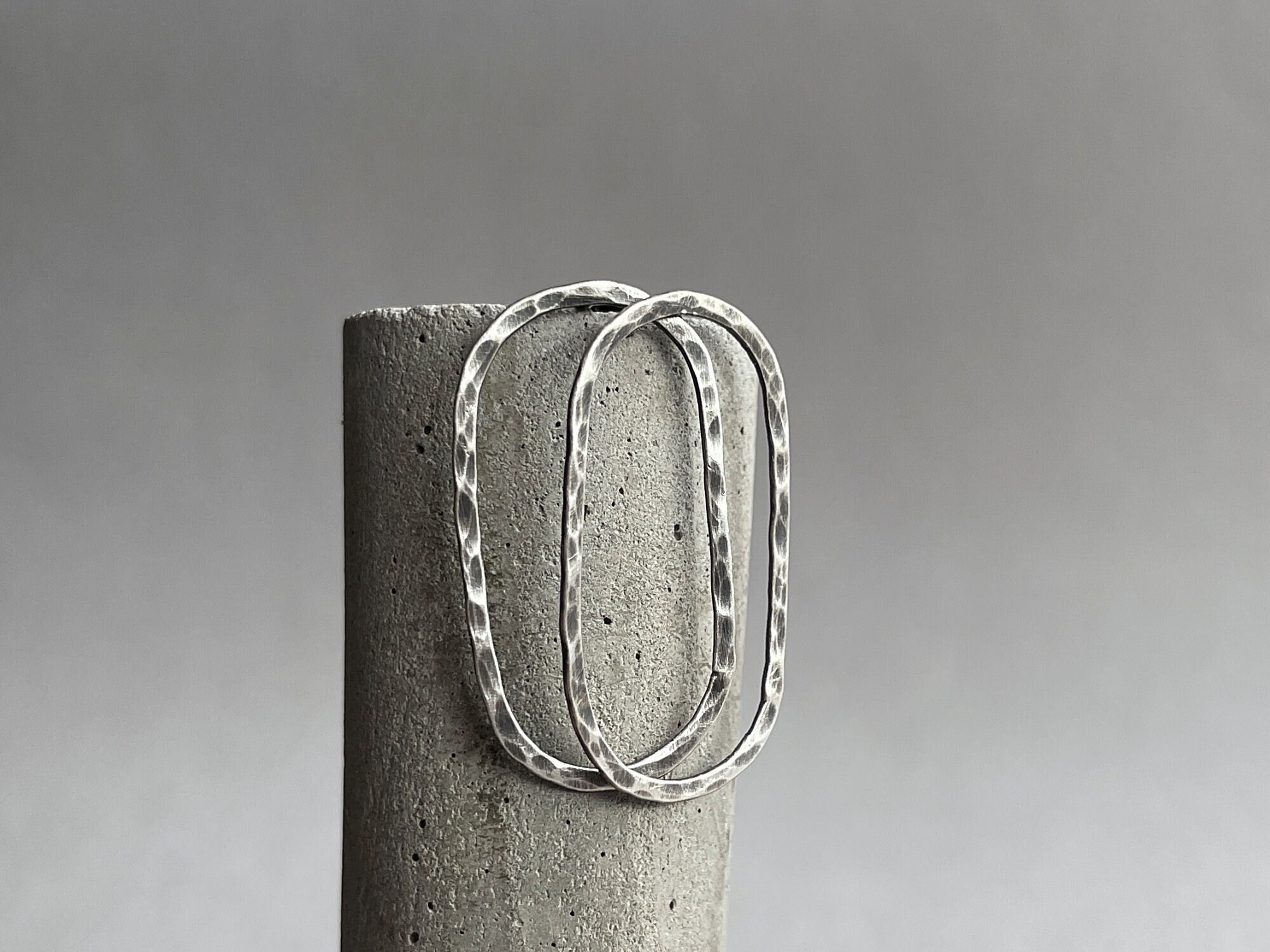 Open Oval Silver Earrings Organic Hoop Earrings Handmade - Etsy UK