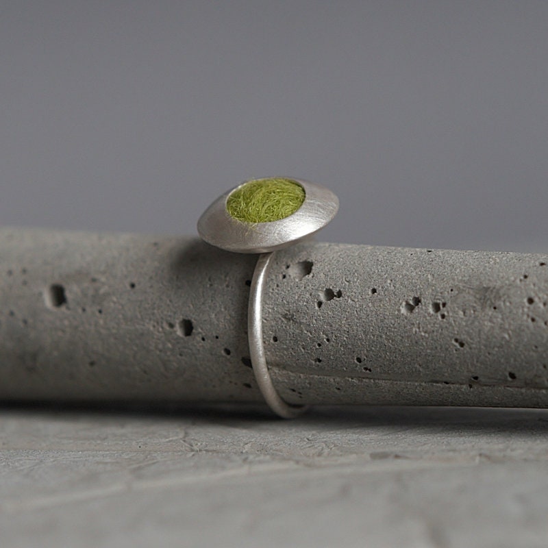 Green Disc Silver Ring, Minimalist Ring, Sterling Silver Ring ...