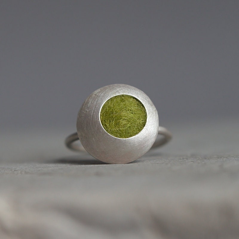 Green Disc Silver Ring, Minimalist Ring, Sterling Silver Ring ...