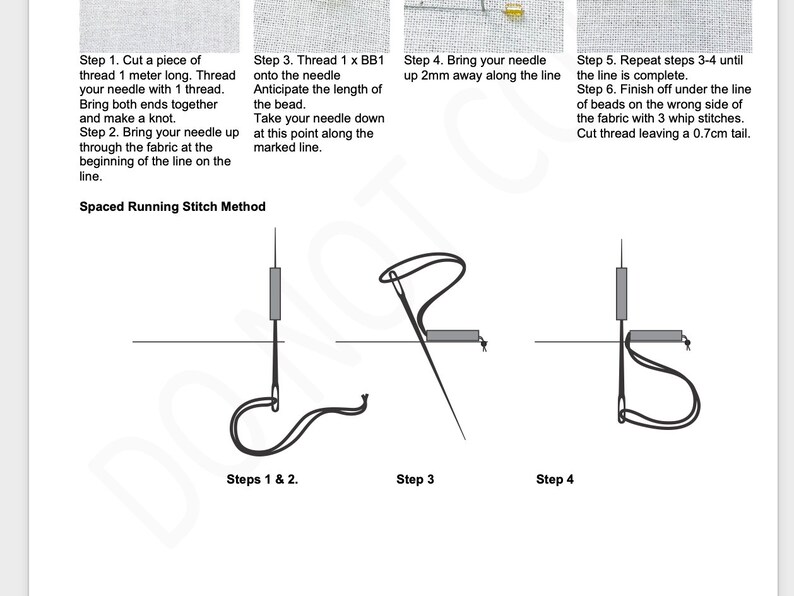 Bead Embroidery, Pattern & Instructions Only, Left Handed Without Beads ...
