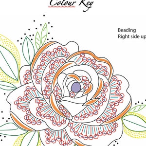 Beaded Red Rose Embroidery Pattern, Hand Beading Instructions (right ...