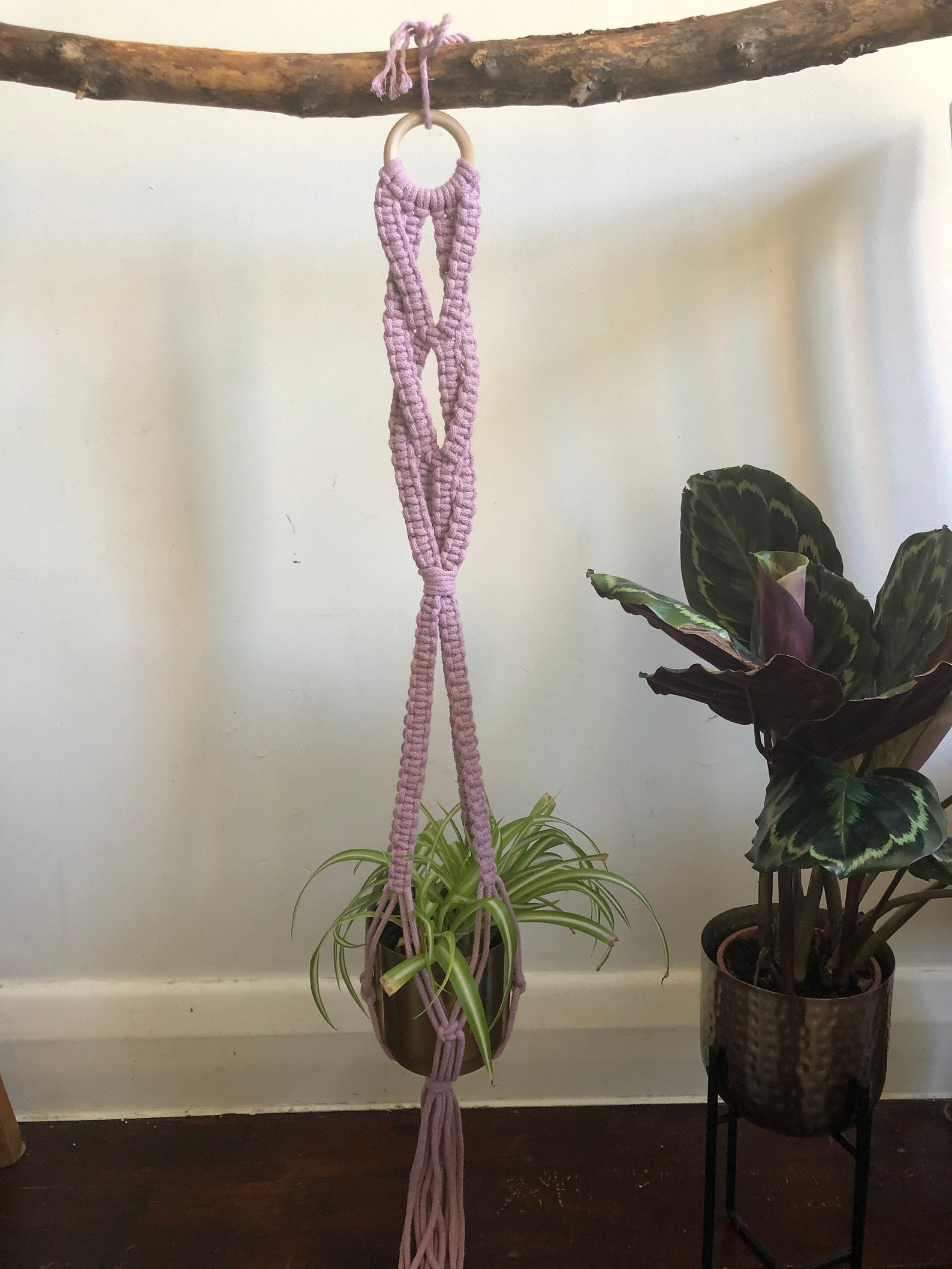 Sustainable Braided Macrame Plant Hanger // Square Knot Plant Hanger ...