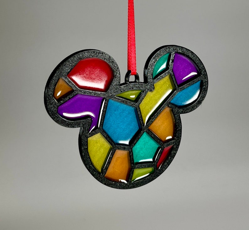 Mickey Mouse Inspired Faux Stained Glass Window Suncatcher - Etsy