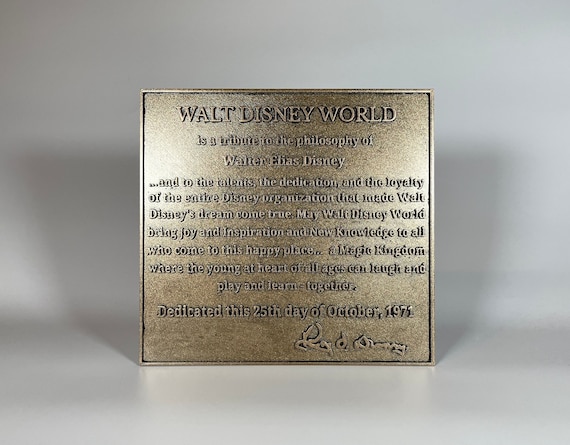 Walt Disney World Dedication Plaque - Etsy