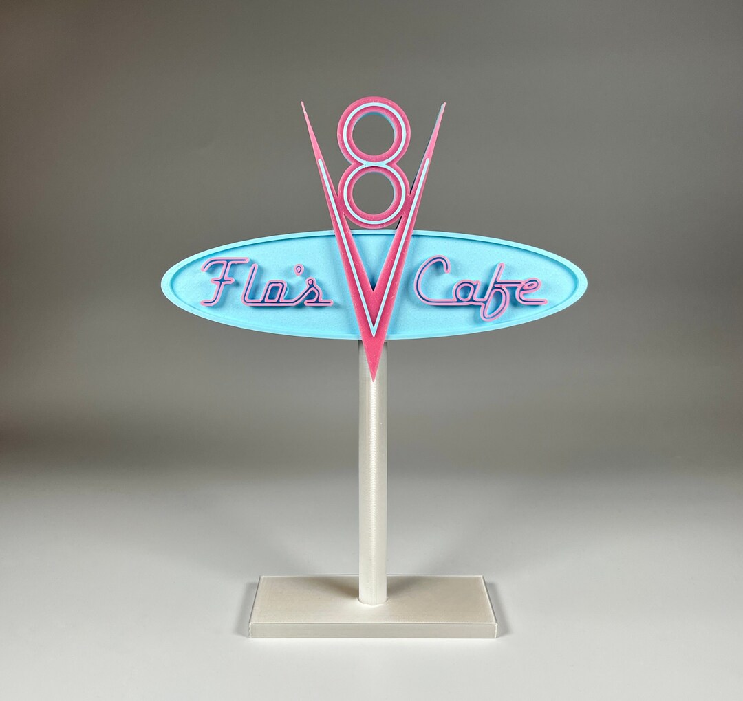 Disneyland Pixar Cars Flo's V8 Cafe Inspired Stand up Miniature Sign - Etsy