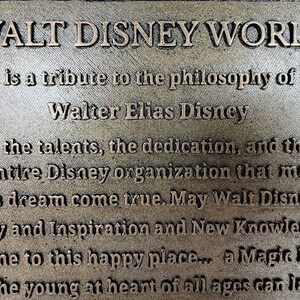 Walt Disney World Dedication Plaque - Etsy