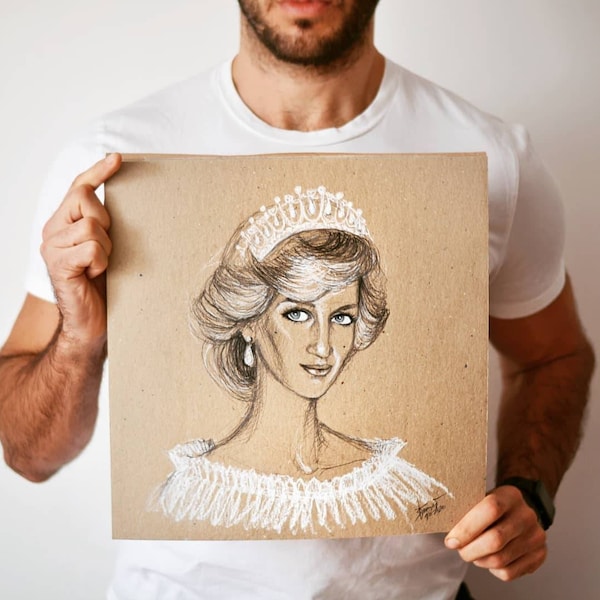 Princess Diana Drawing - Etsy