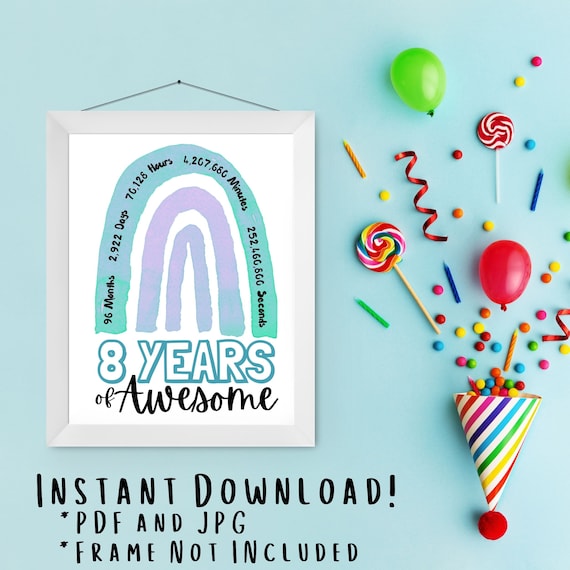 8th Birthday Poster Birthday Countdown 8 Years of Being | Etsy