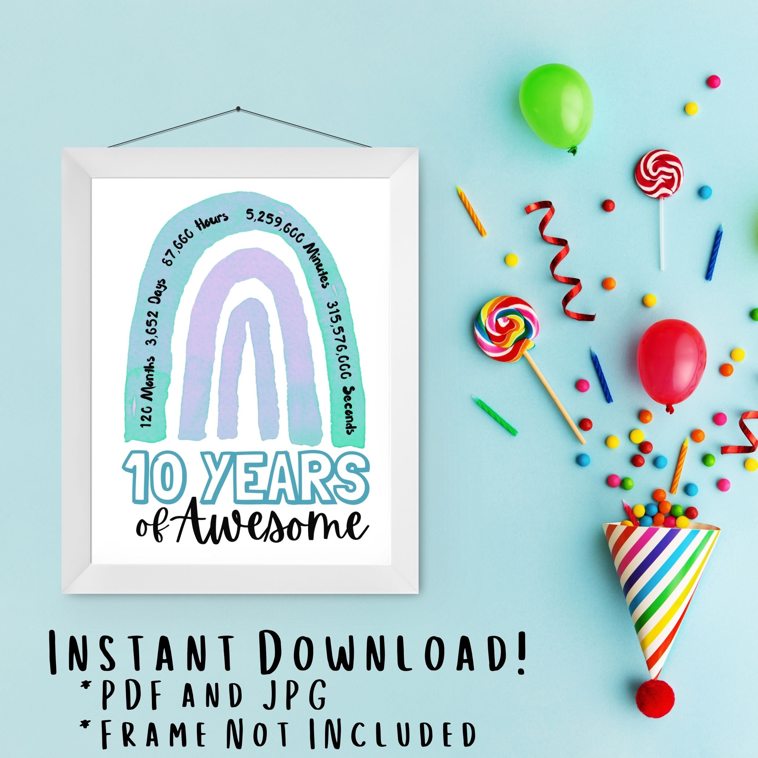 10th Birthday Poster, Birthday Countdown, 10 Years of Being Awesome ...