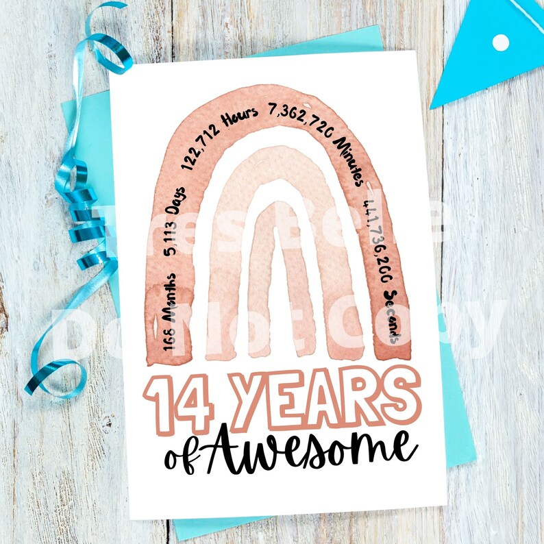 14th Birthday Poster Birthday Countdown 14 Years of Being - Etsy