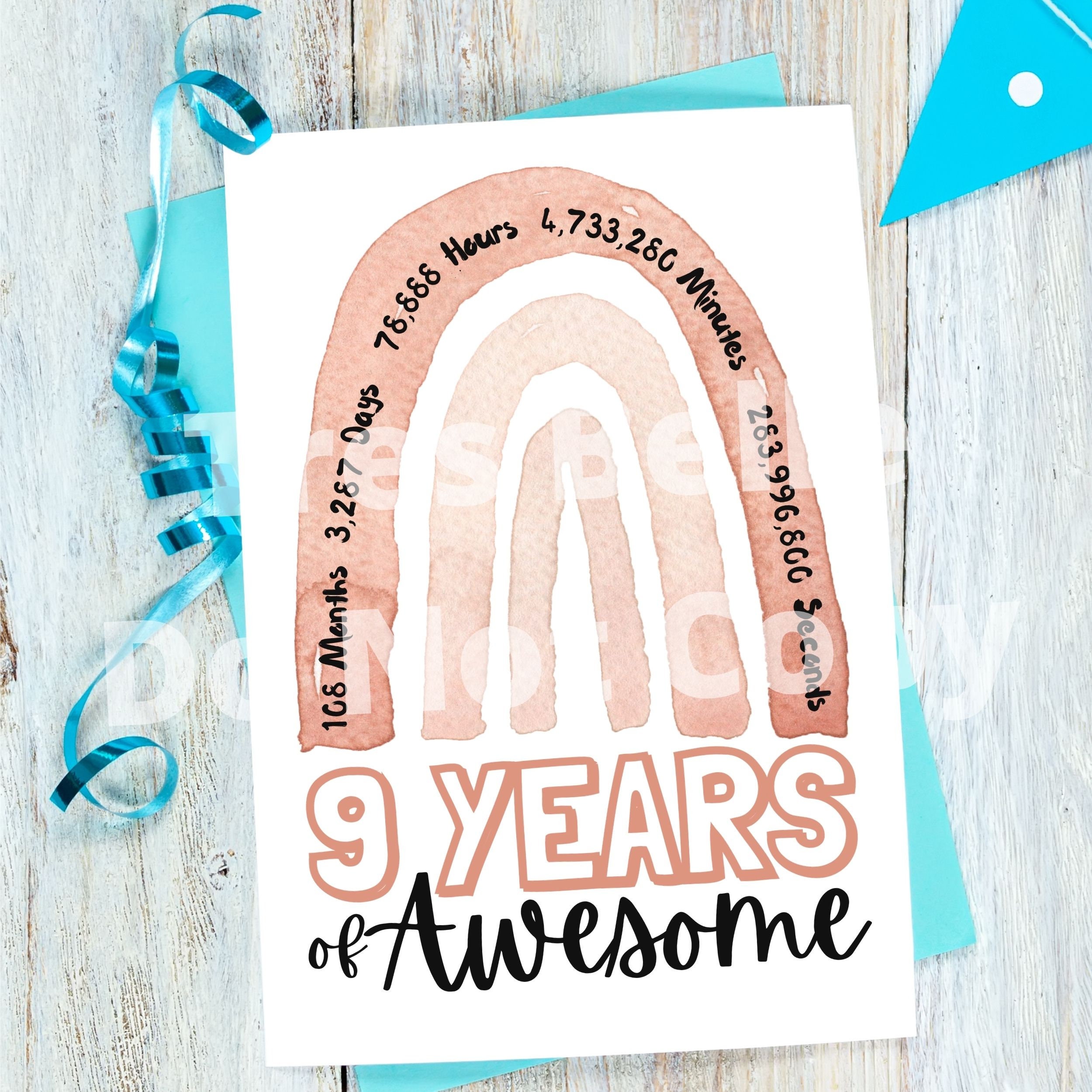 9th Birthday Poster Birthday Countdown 9 Years of Being - Etsy