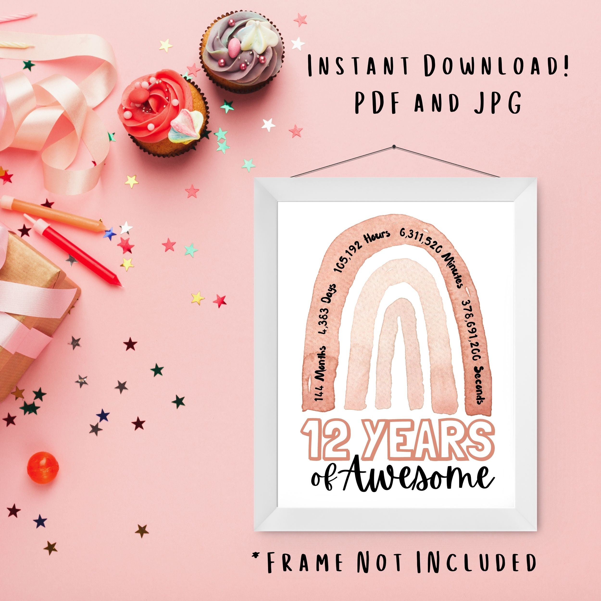 12th Birthday Poster Birthday Countdown 12 Years of Being - Etsy