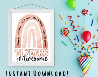 14th Birthday Poster - Etsy