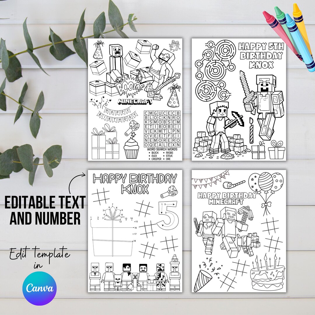 Minecraft Birthday Coloring Pages | Minecraft Printable Coloring Sheets ...