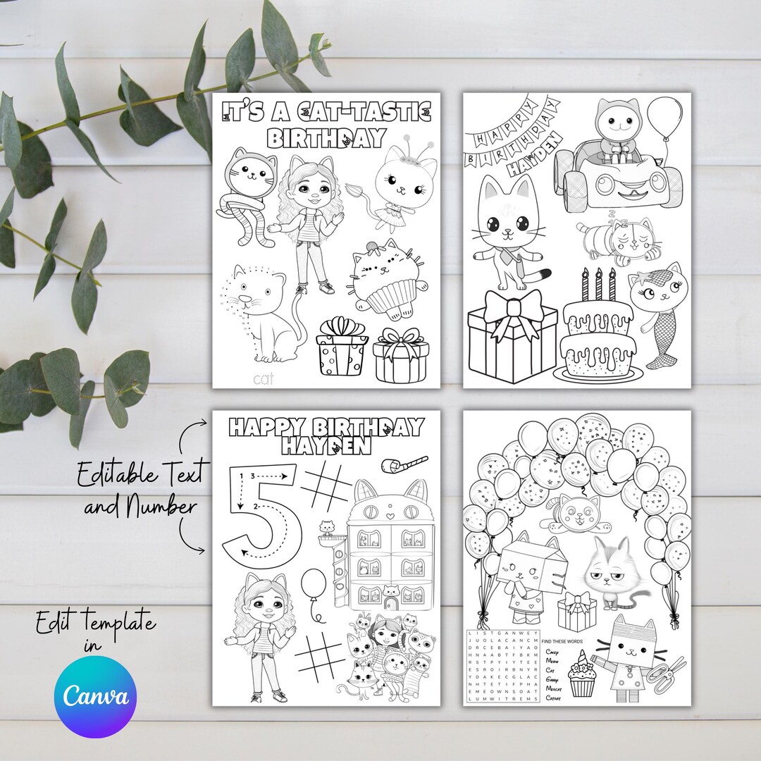 Gabby's Dollhouse Birthday Coloring Pages | Gabby Printable Coloring ...