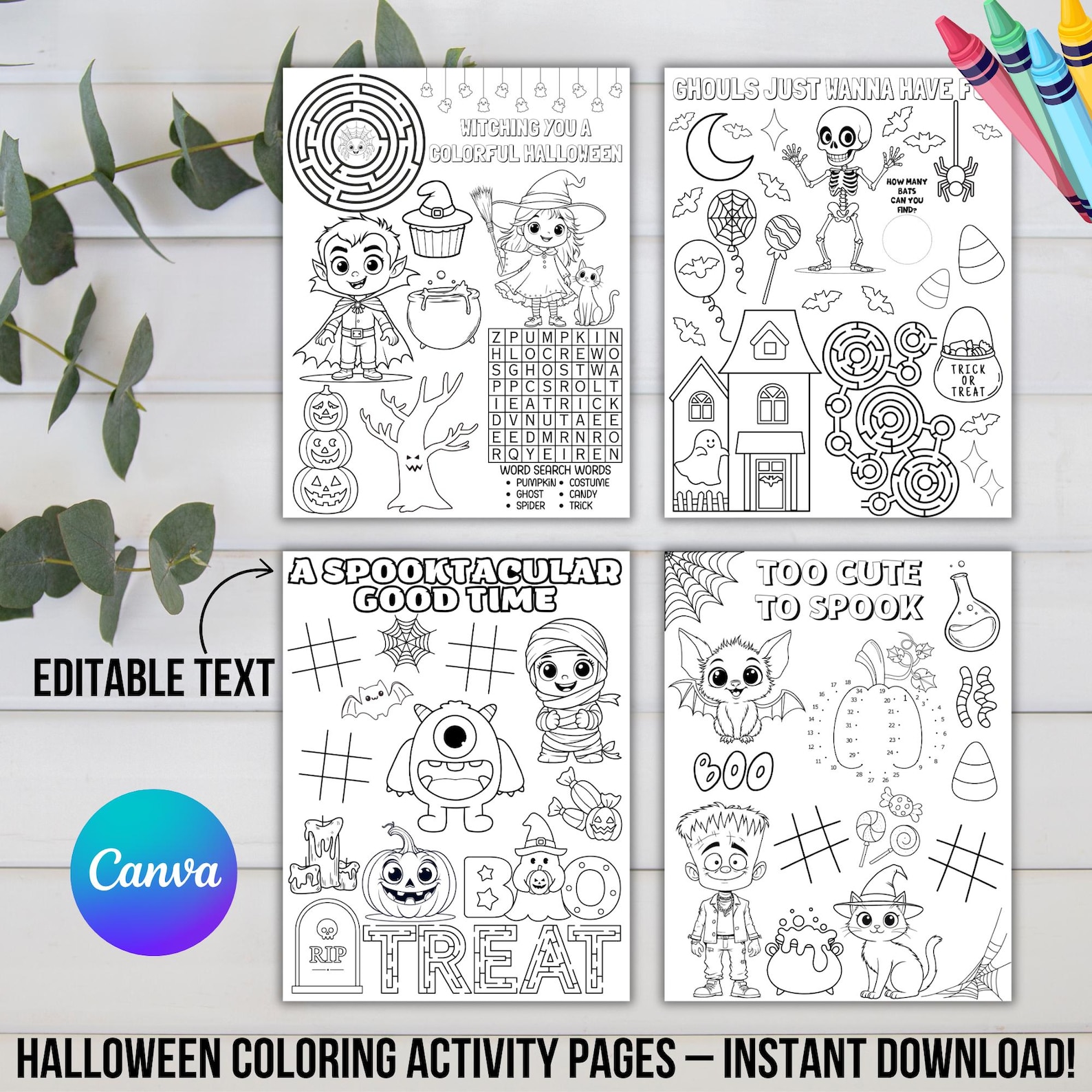 Halloween Coloring Pages for Kids, Printable Halloween Activity Sheets ...