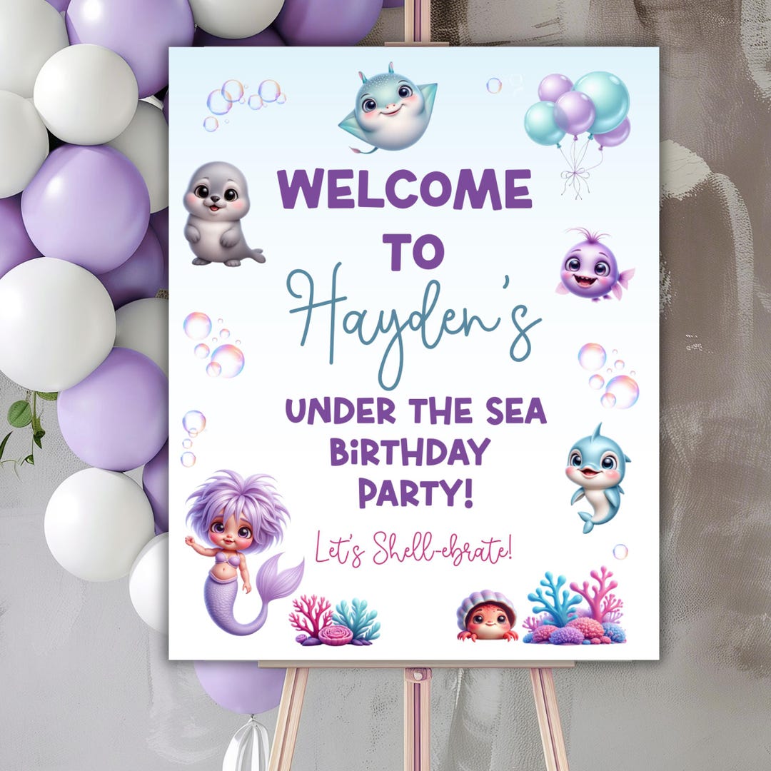 Under the Sea Welcome Sign | Mermaid & Ocean Animals Birthday Party ...