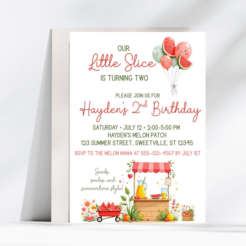 Watermelon Birthday Invitation | Summer Picnic Party Template, Editable ...