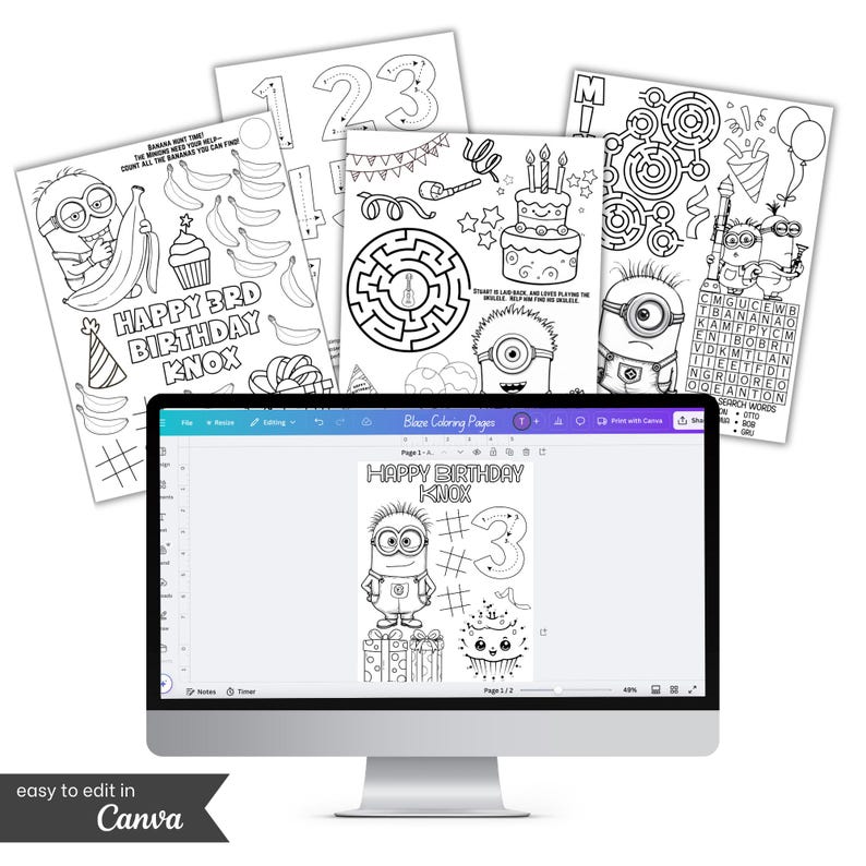 Minions Birthday Coloring Pages | Minion Printable Coloring Sheets ...