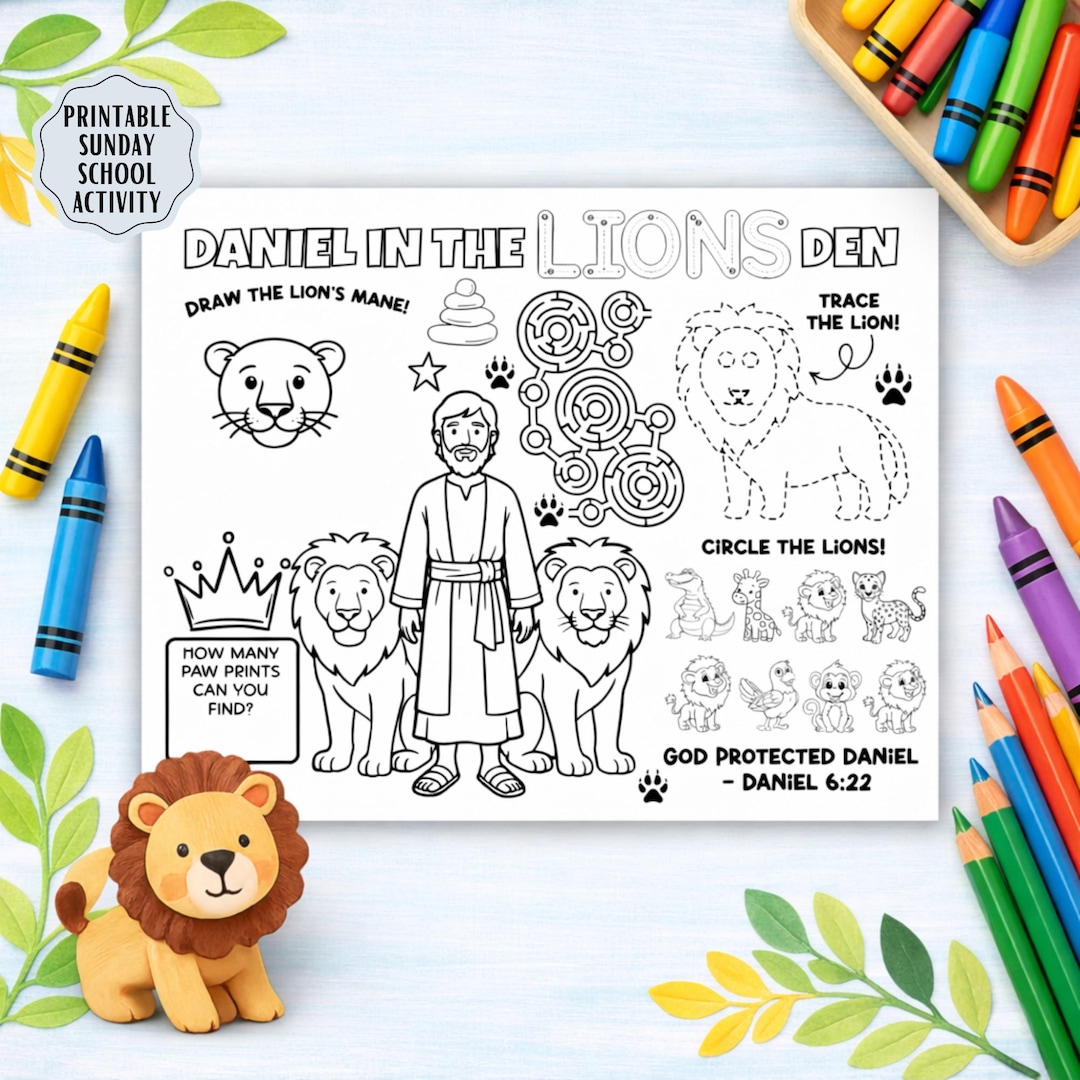 Daniel in the Lions Den Activity Sheet, Sunday School Printable ...