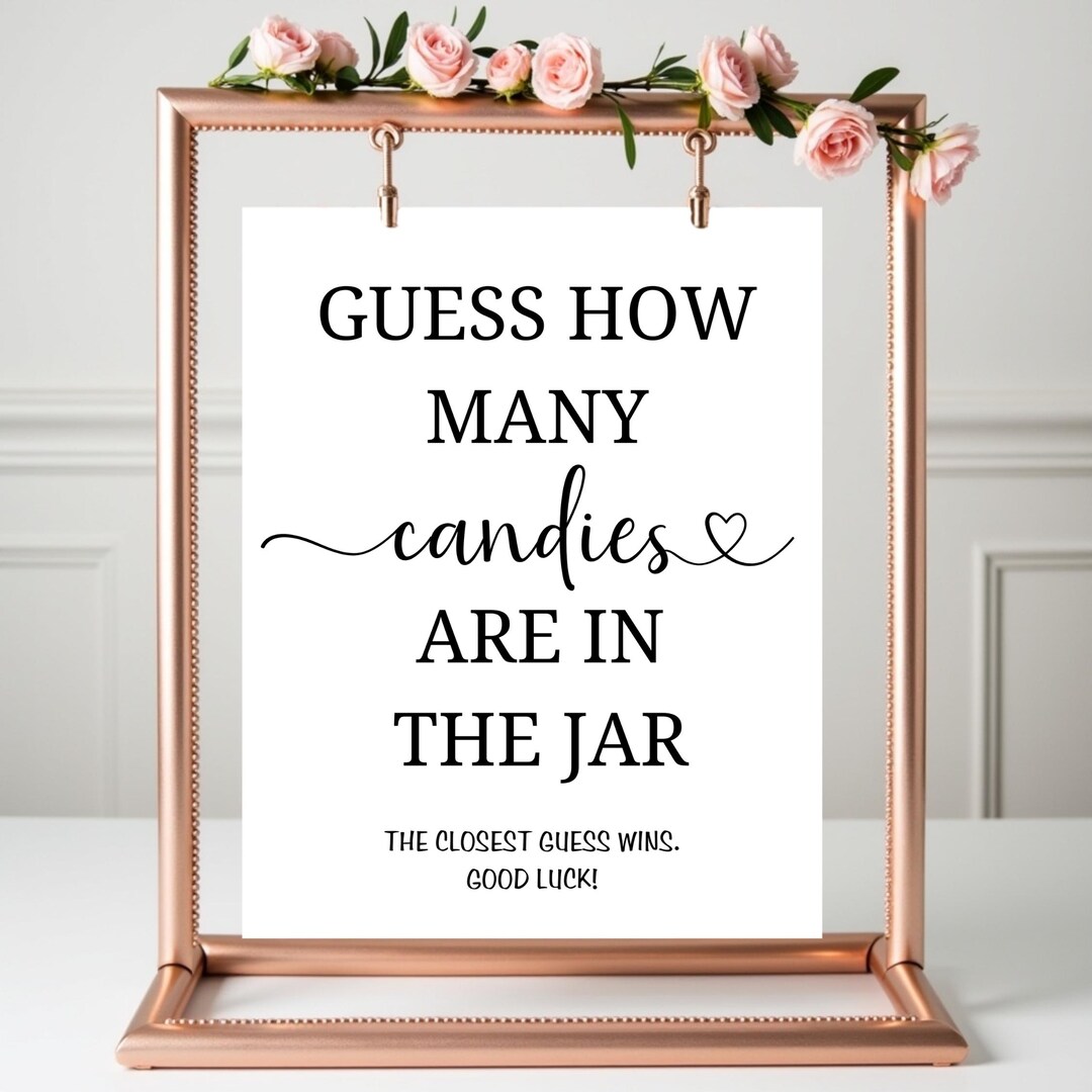 Guess How Many Candies Game Sign, Candy Jar Printable, Baby or Bridal ...
