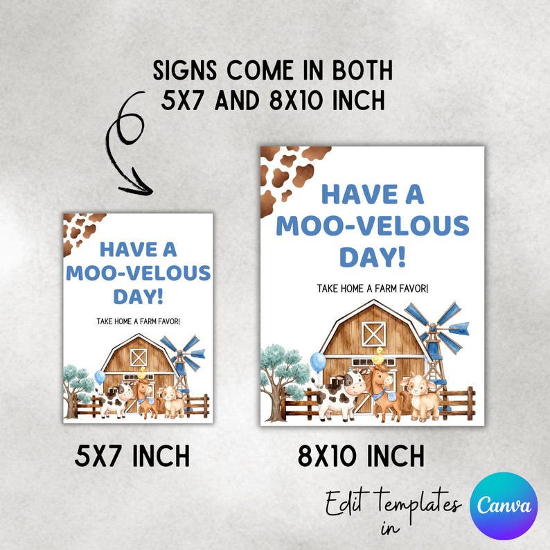 Farm Birthday Party Signs, Editable Farm Decor, Barnyard Food Drinks ...