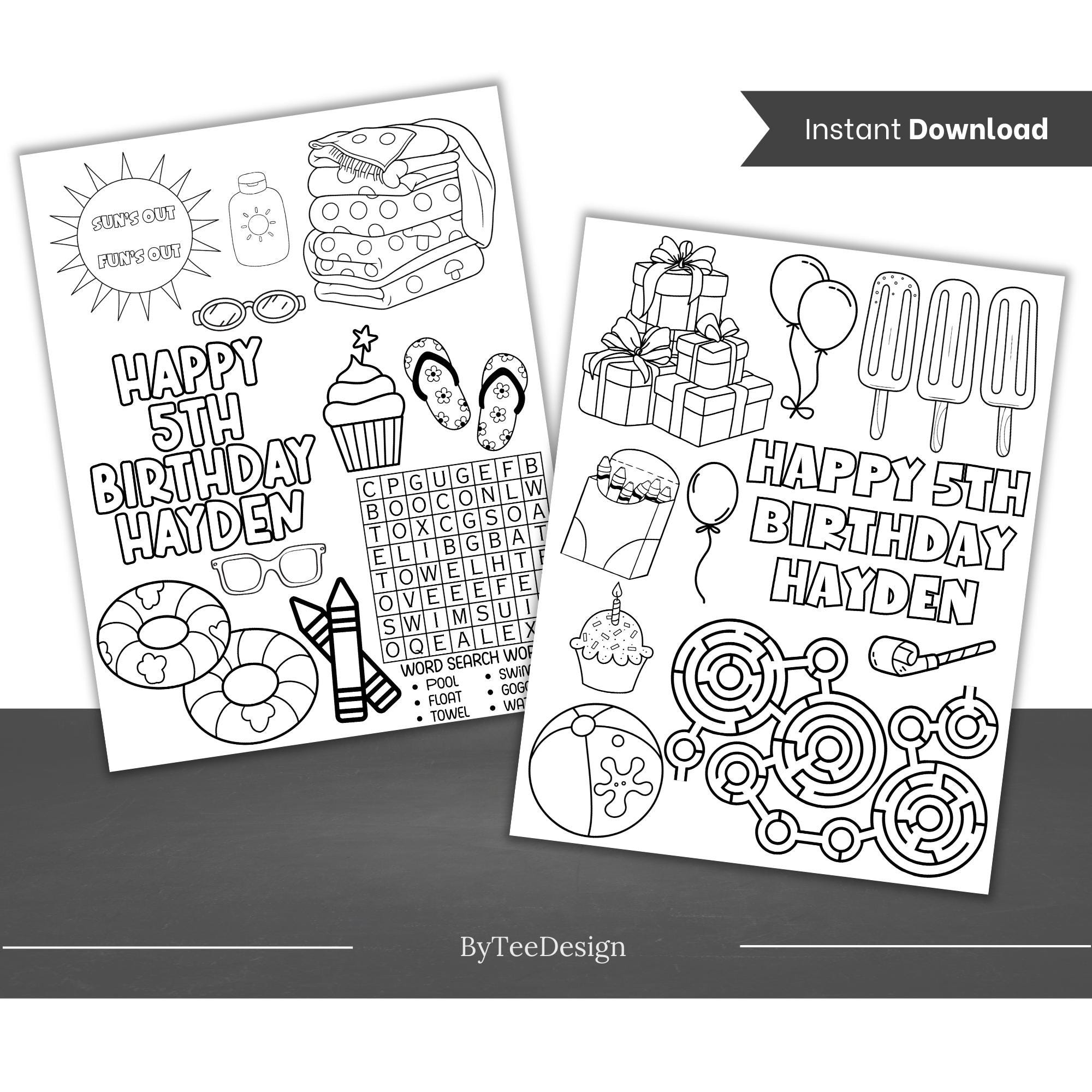 Pool Party Coloring Pages | Printable Pool Party Activity Sheets ...