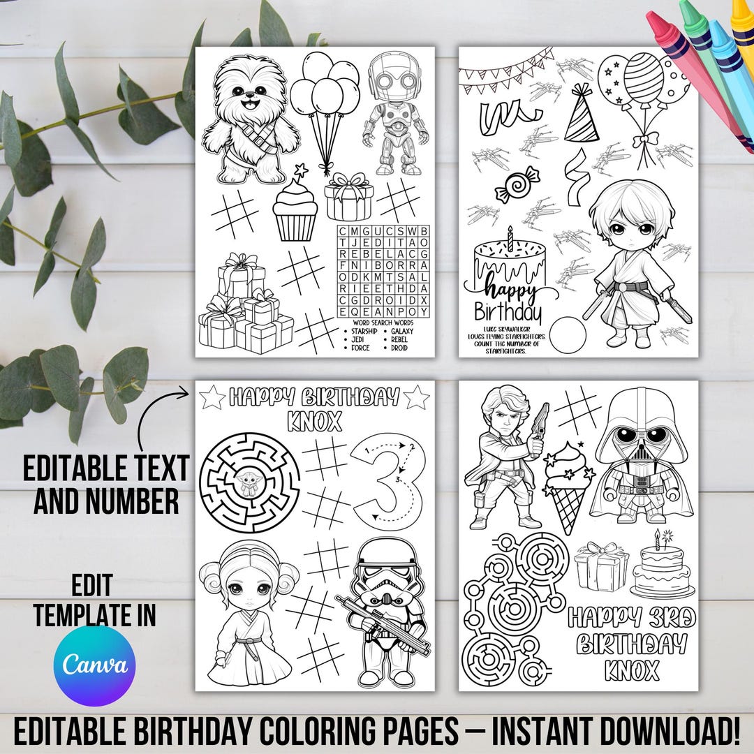 Star Wars Birthday Coloring Pages | Star Wars Printable Coloring Sheet ...