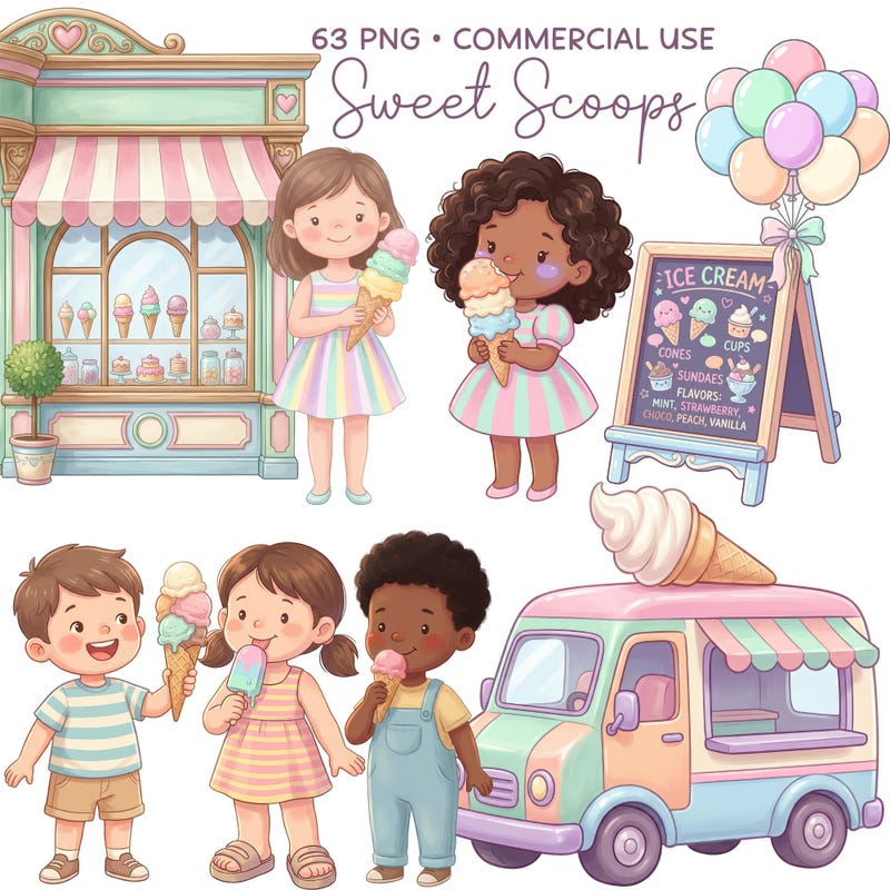 Ice Cream Truck Clipart - Etsy