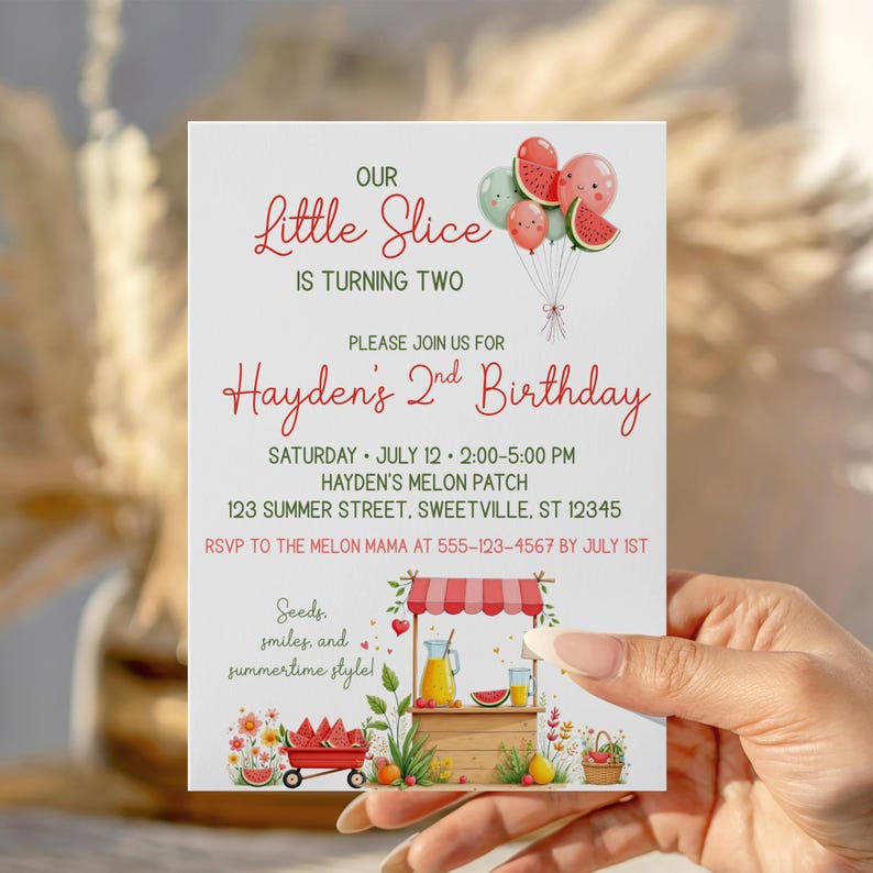 Watermelon Birthday Invitation | Summer Picnic Party Template, Editable ...