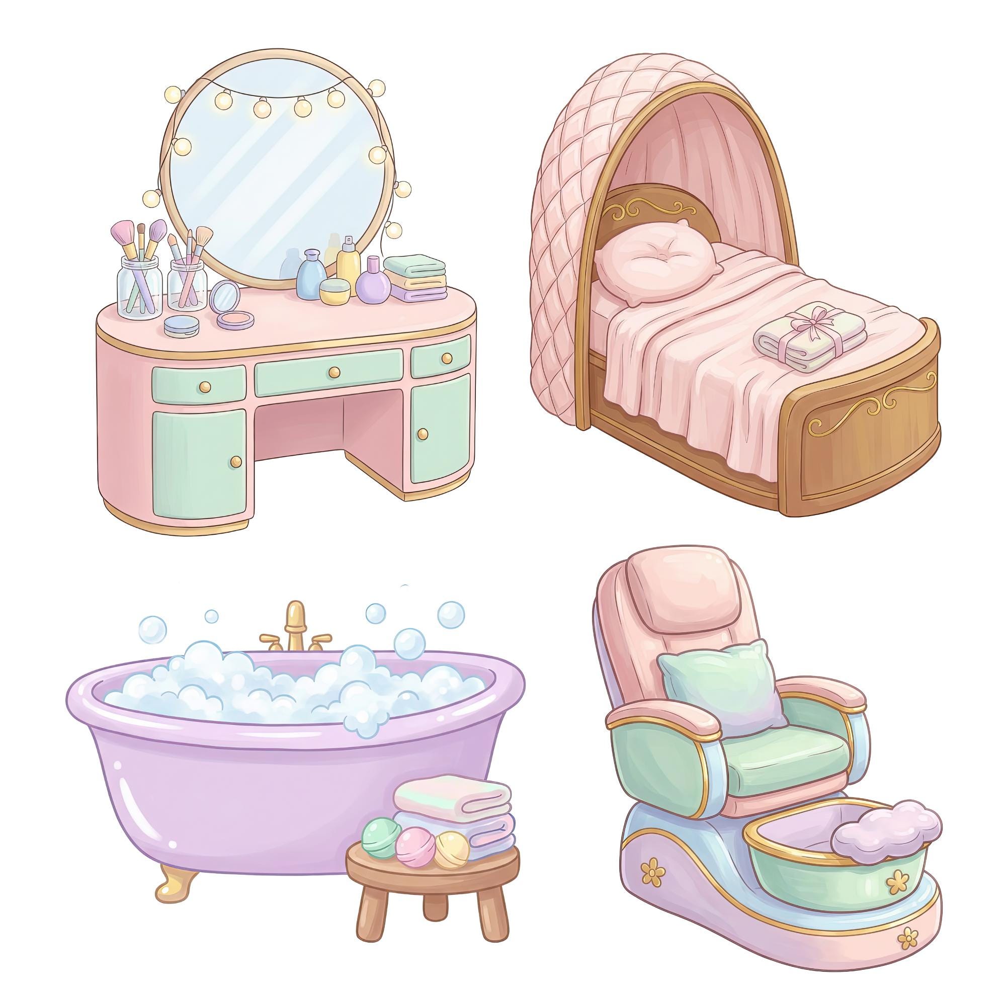 Spa Party Girls Clipart Bundle, Spa Day Birthday PNG, Pamper Party ...