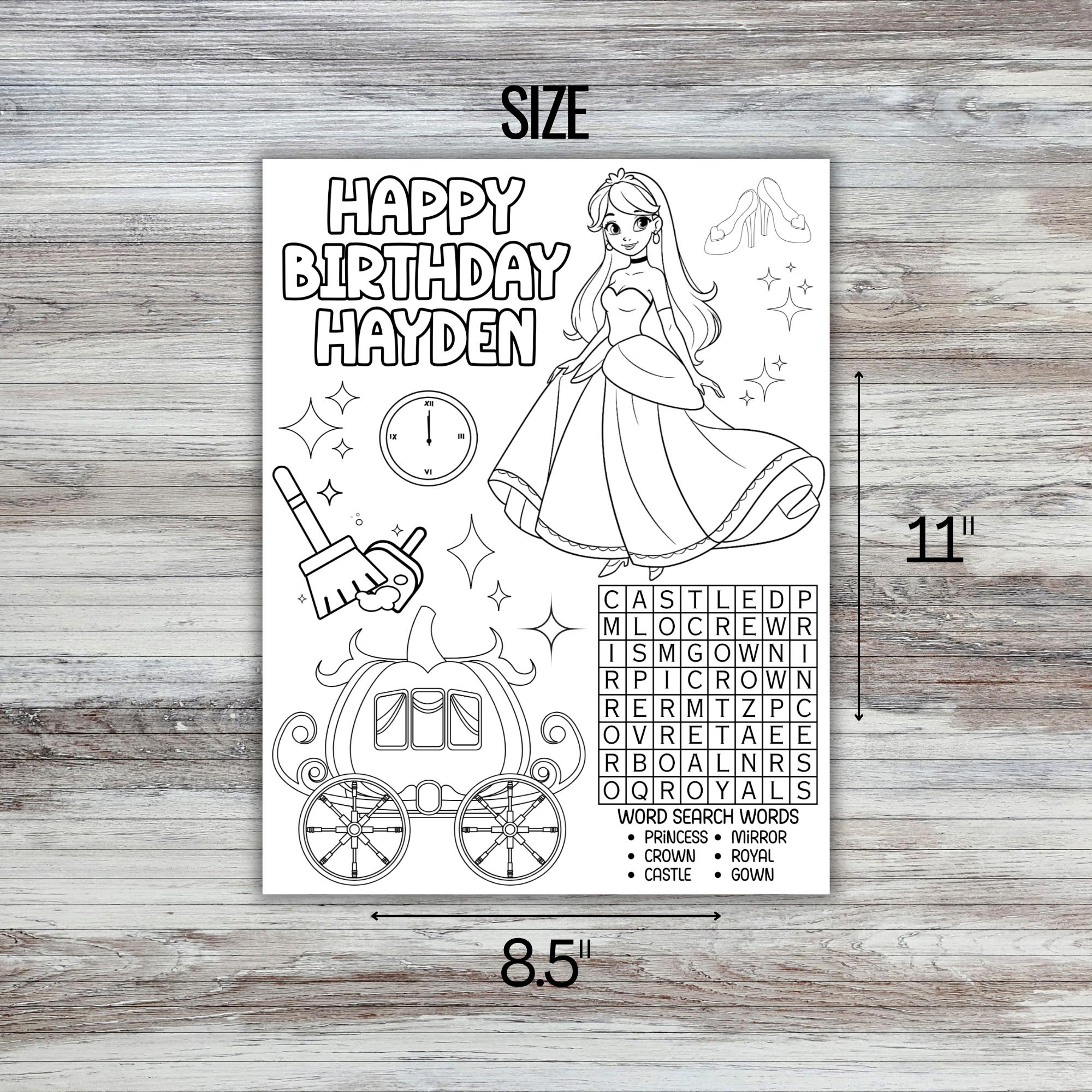 Princess Birthday Coloring Pages – Kids Fairy Tale Activity Sheets ...